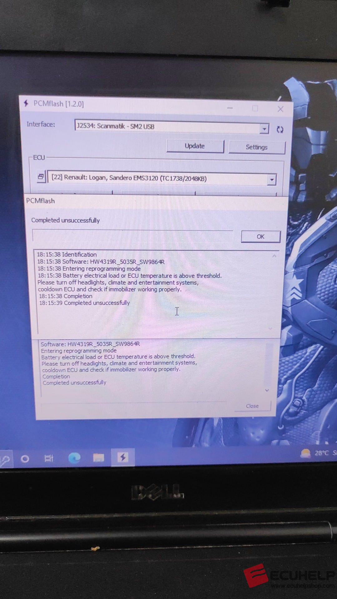 PCMtuner Read Renault Logan EMS 3120 ECU via OBD