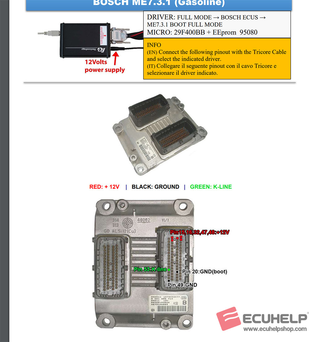 TagFlash Alfa Romeo ECU Bosch me7.3.1 read write all ok