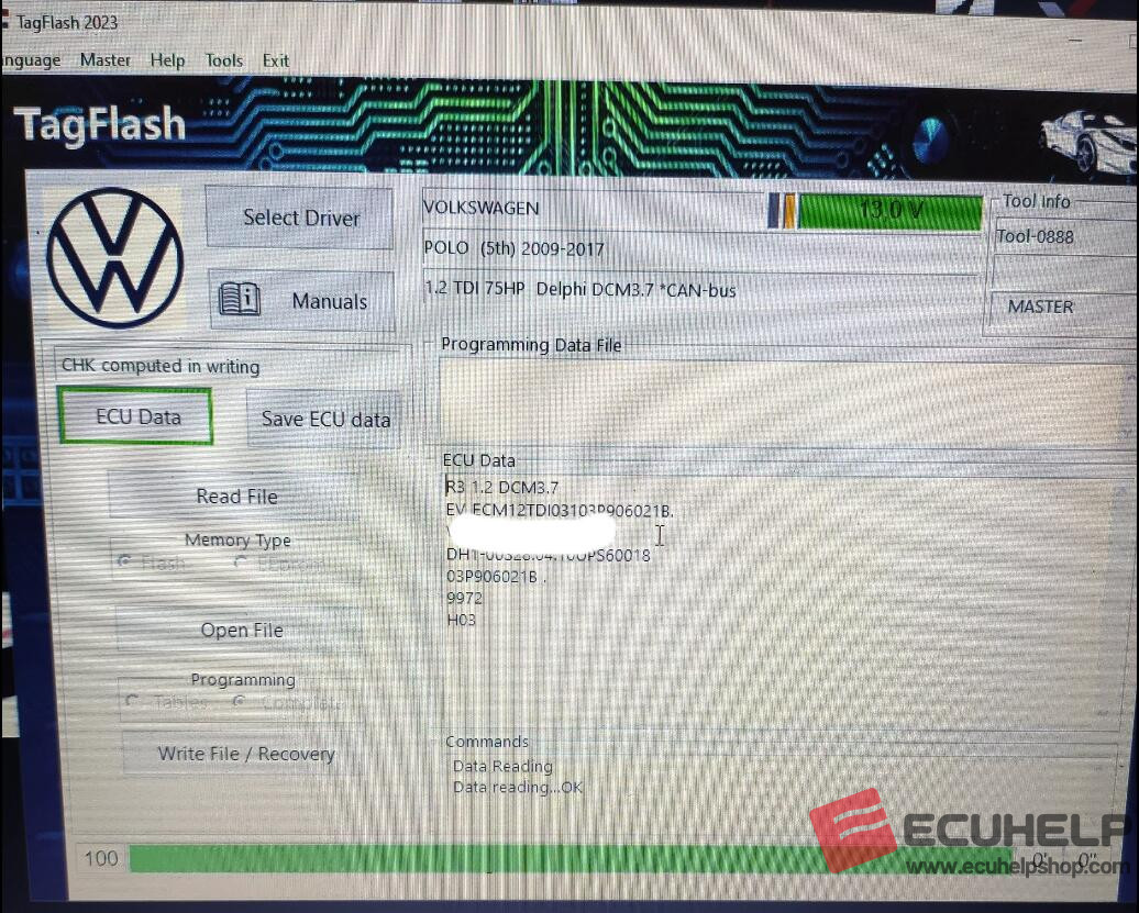 TagFlash Read Write Delphi DCM3.7 VAG OK via OBD