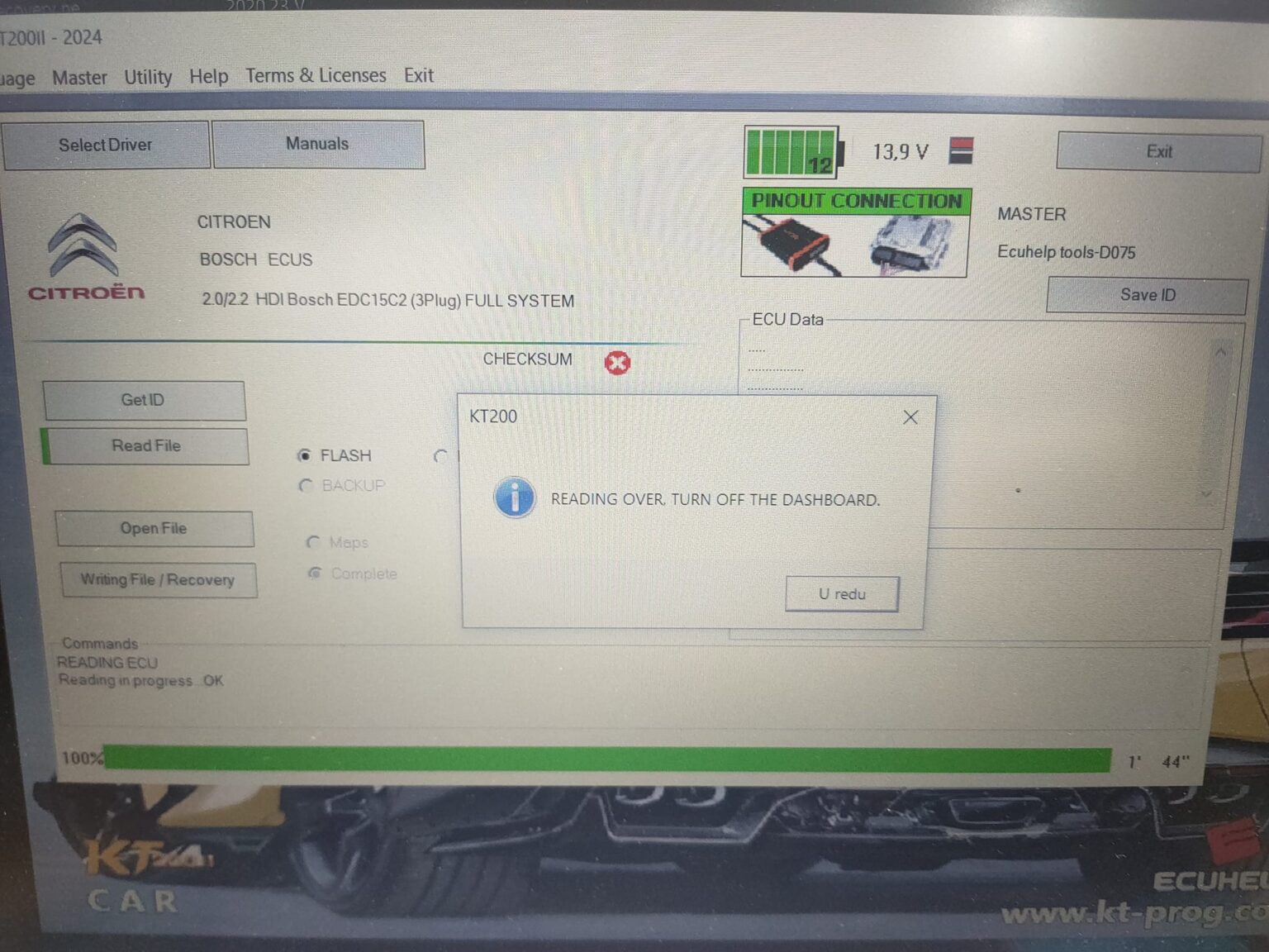 Read and Write EDC15C2 (3 Plug) Full System with KT200II