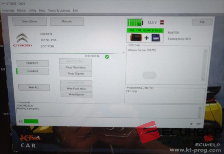 KT200II Read Write Citroen Bosch EDC17C60 on Bench