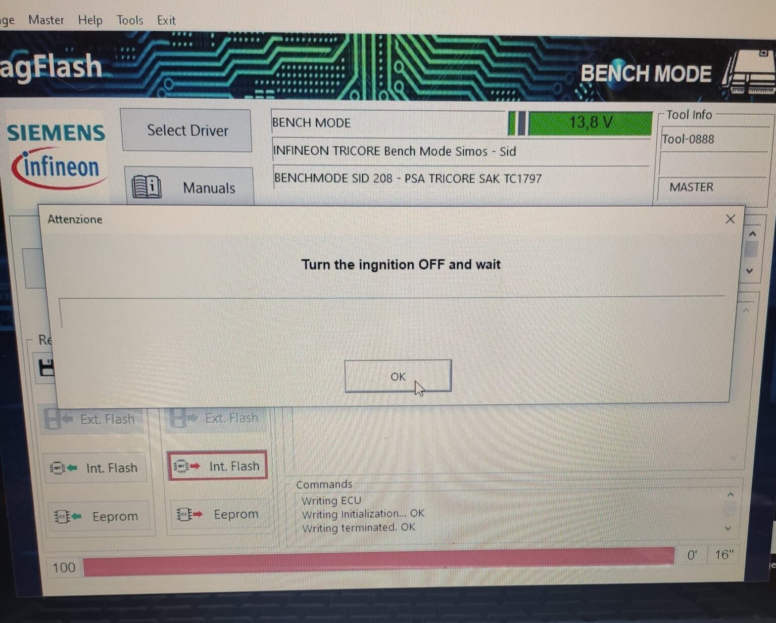 Programming PSA SID208 in Bench Mode with TagFlash