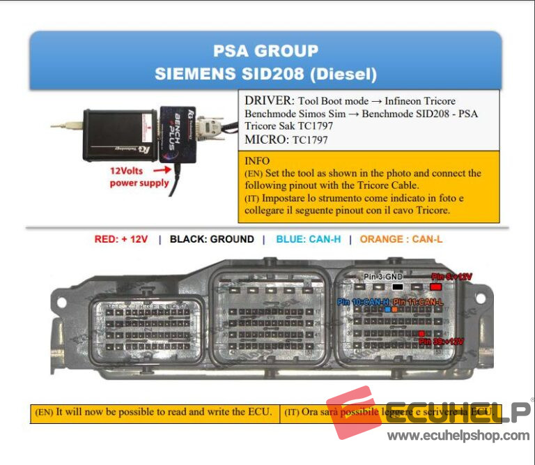 Programming PSA SID208 in Bench Mode with TagFlash