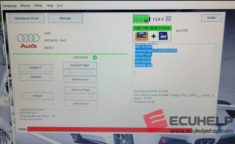 KT200 II Read Write Audi s3 8p MED9.1 on bench