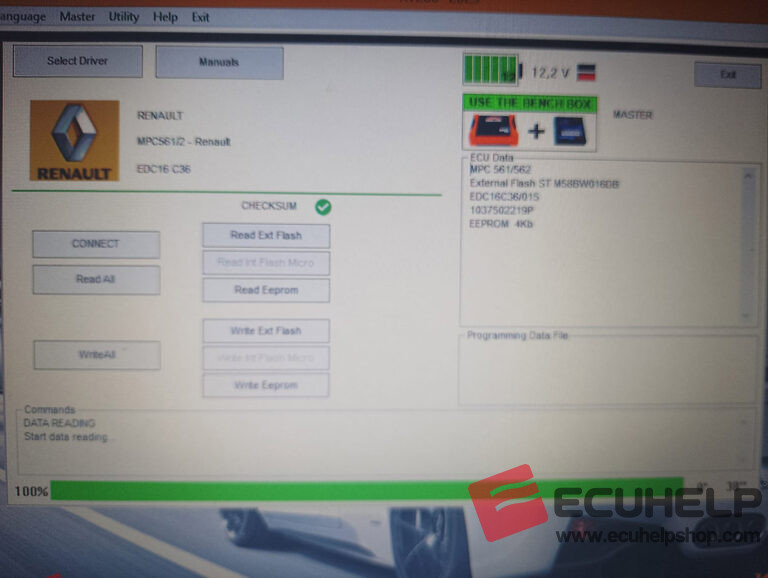 KT200II Read Write Renault Master 2.5 d Edc16c36 on Bench