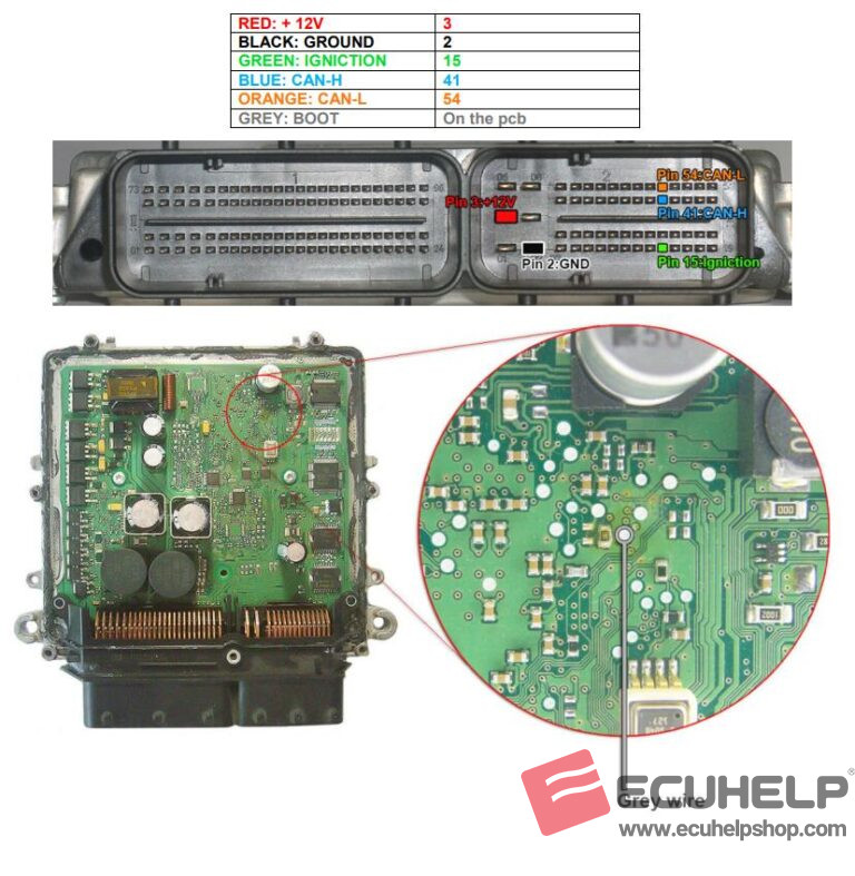 KT200 Read Write Mercedes GL350 EDC17CP10 boot mode