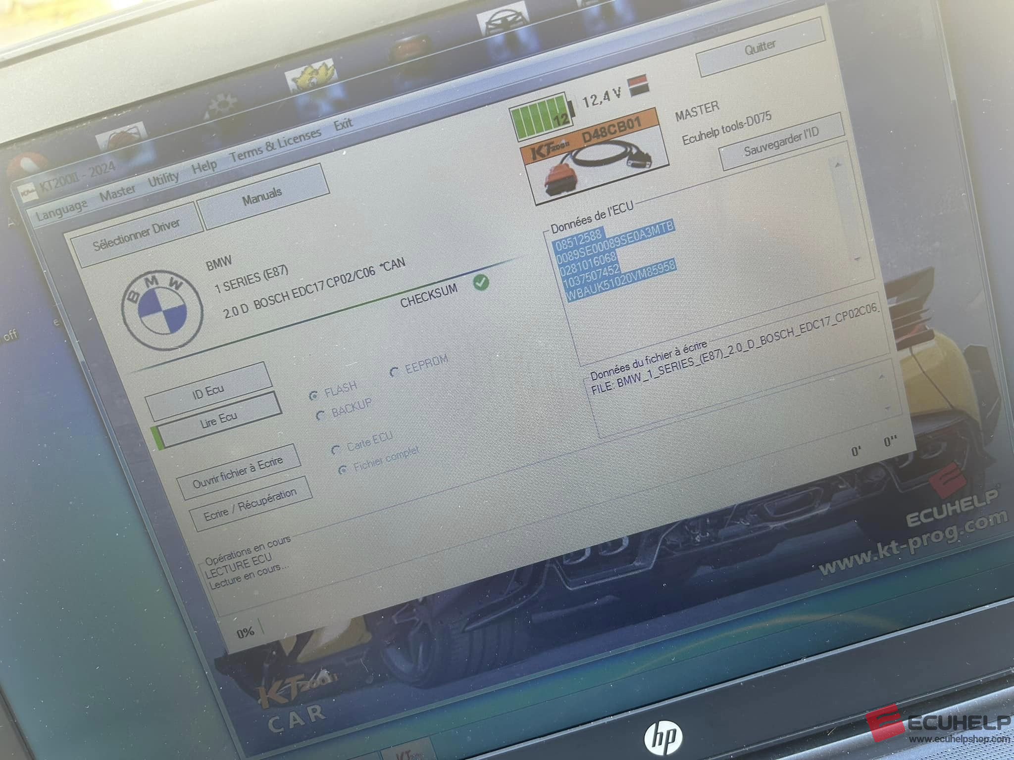 ECUHELP KT200II Read Write BMW 116d E87 EDC17C06 via OBD