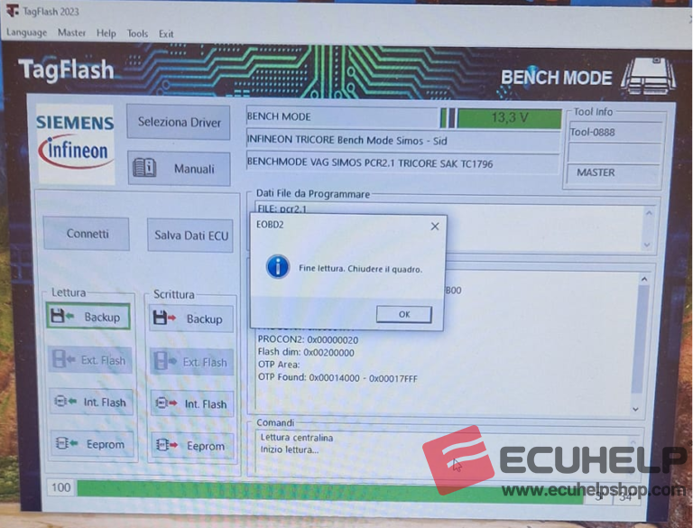 TagFlash ECU Programmer Read Write PCR2.1 on Bench