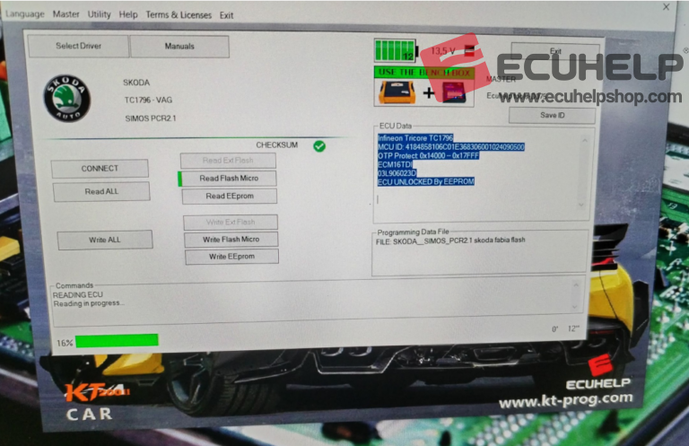 KT200II Read Write Skoda Fabia 1.6 tdi Simos PCR2.1 on Bench