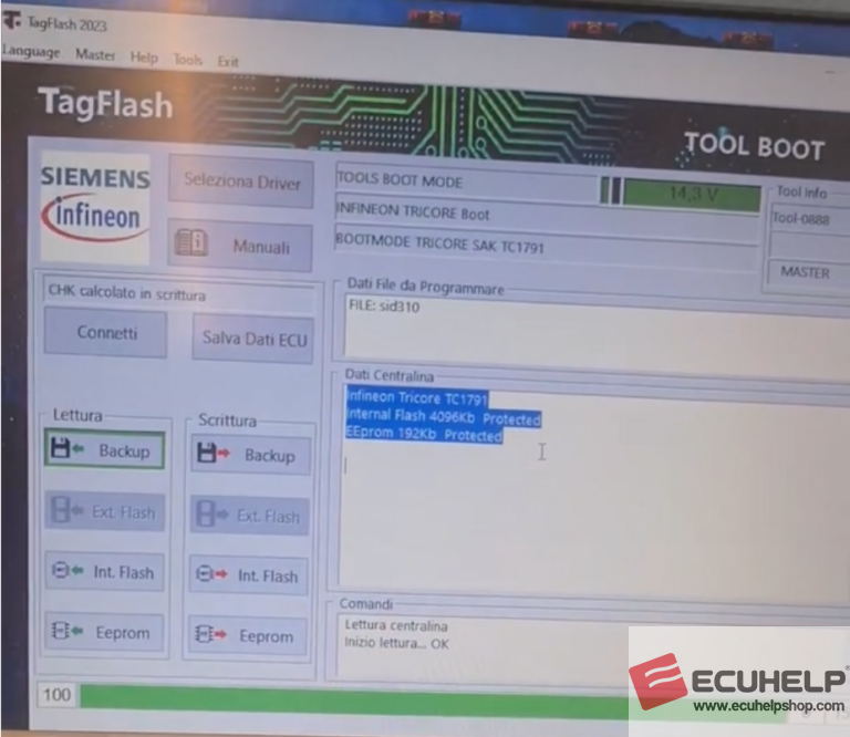 TagFlash Read/Write MB SID310 in Boot Mode