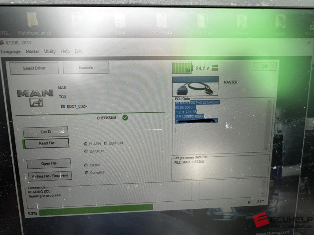 ECUHELP KT200 OBD Read and Write Man TGX 18.440 E5 EDC7C32