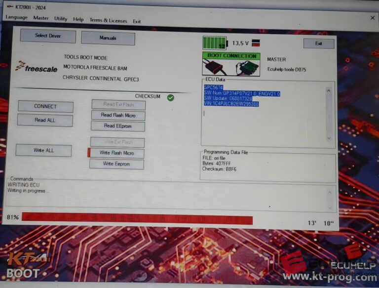 KT200II Read and Write Chrysler Continental GPEC3 Boot Mode